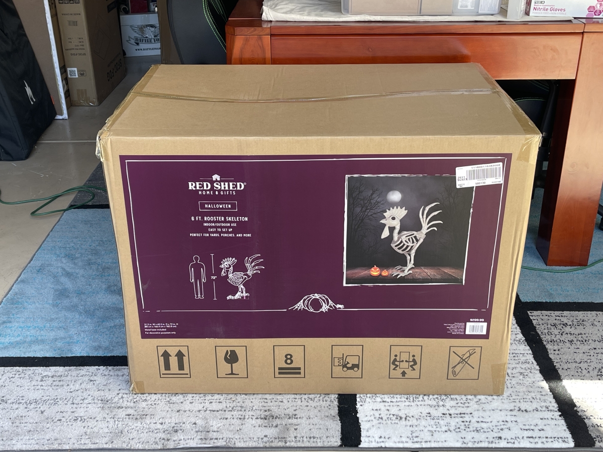 Highway to Halloween: Red Shed 6 ft. Halloween Skeleton Rooster – GeekDad